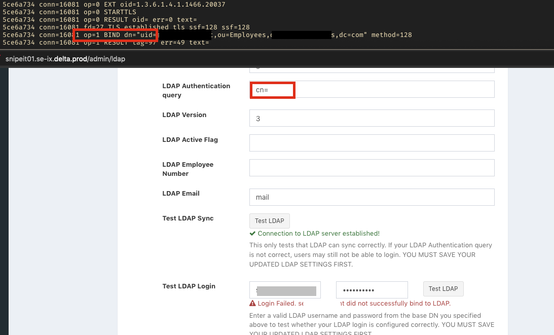 Problem changing `LDAP Authentication query` value · Issue #7067 · grokability/snipe-it · GitHub
