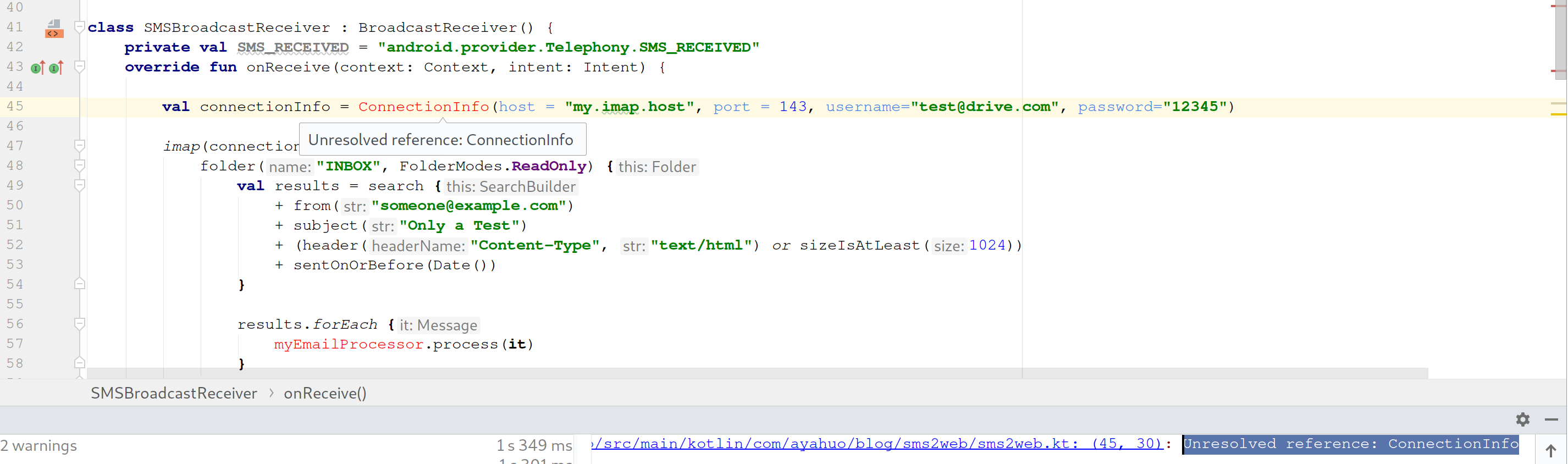 Unresolved Reference Connectioninfo · Issue 5 · Slothlabskotlin Mail · Github