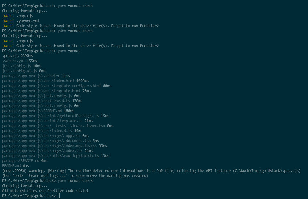 Ensure yarn format-check runs successfully for new projects · Issue #107 · goldstack/goldstack ...