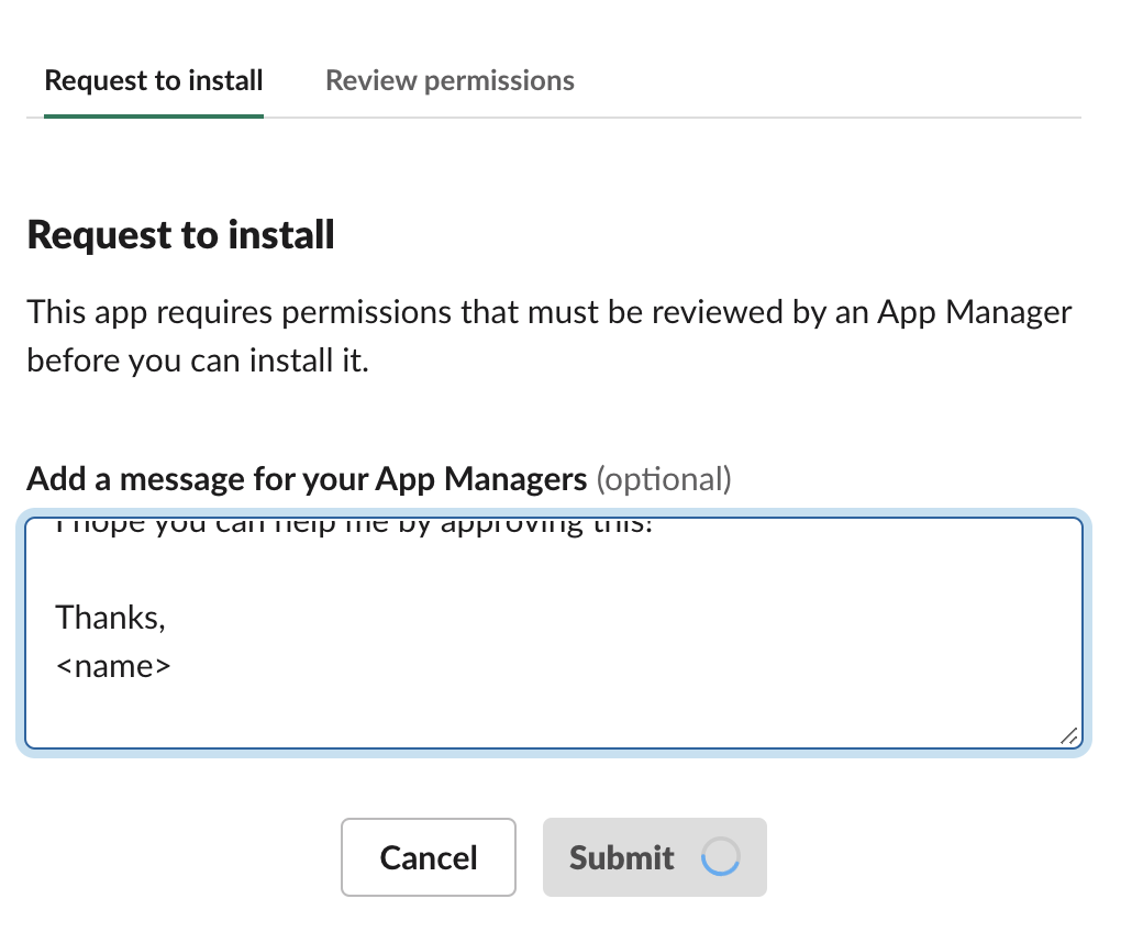 Slack Integration Problem - When requesting to install the submit button loads forever · Issue ...
