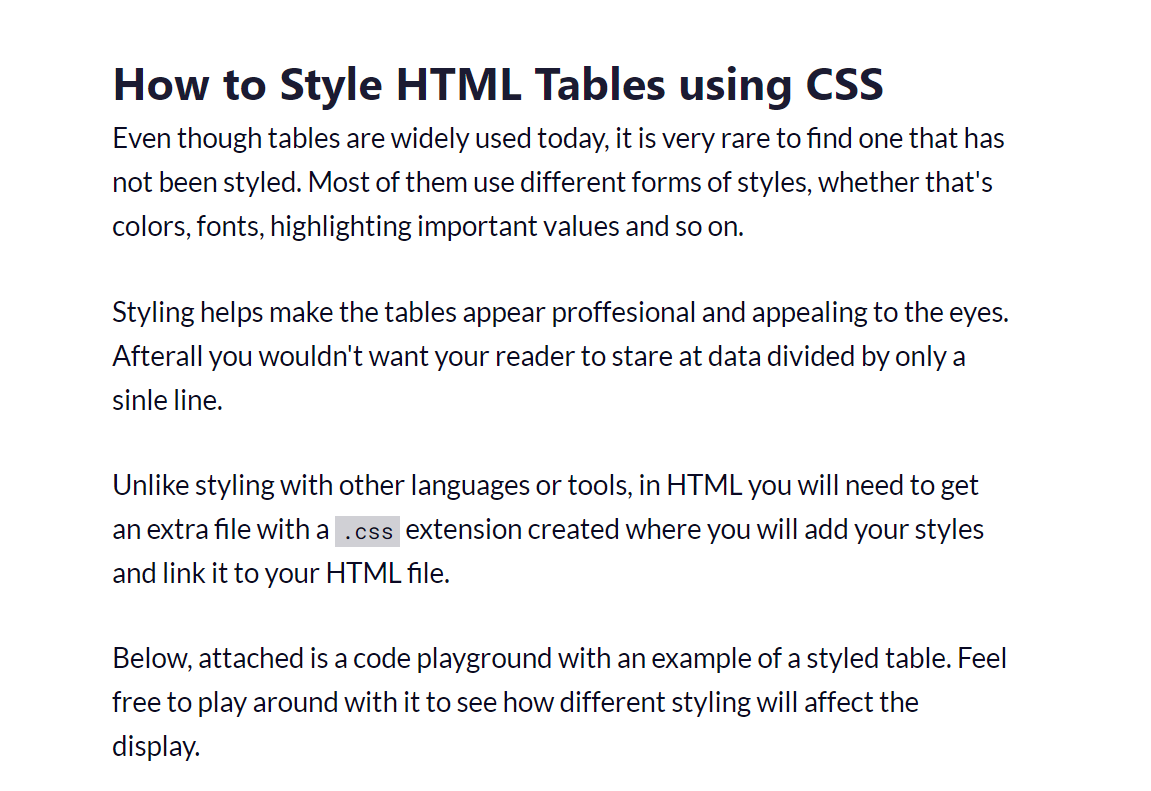 Typo error in an article about HTML tables by Hillary Nyakundi · Issue ...