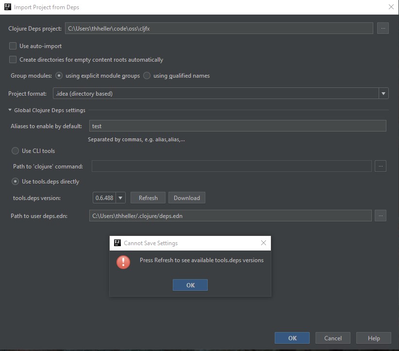 "Import Project from deps" - fails on Windows · Issue #2126 · cursive-ide/cursive · GitHub