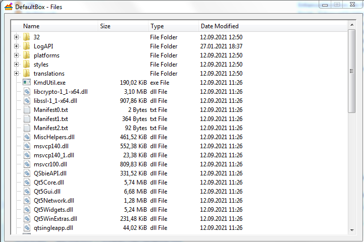 Sandboxie-Plus "Browse Content" shows folder contents of installation ...