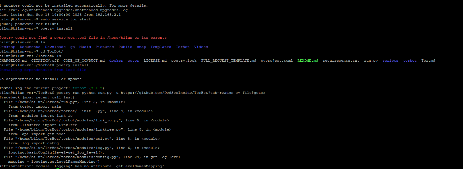 TorBot Installation Issue · Issue #295 · DedSecInside/TorBot · GitHub