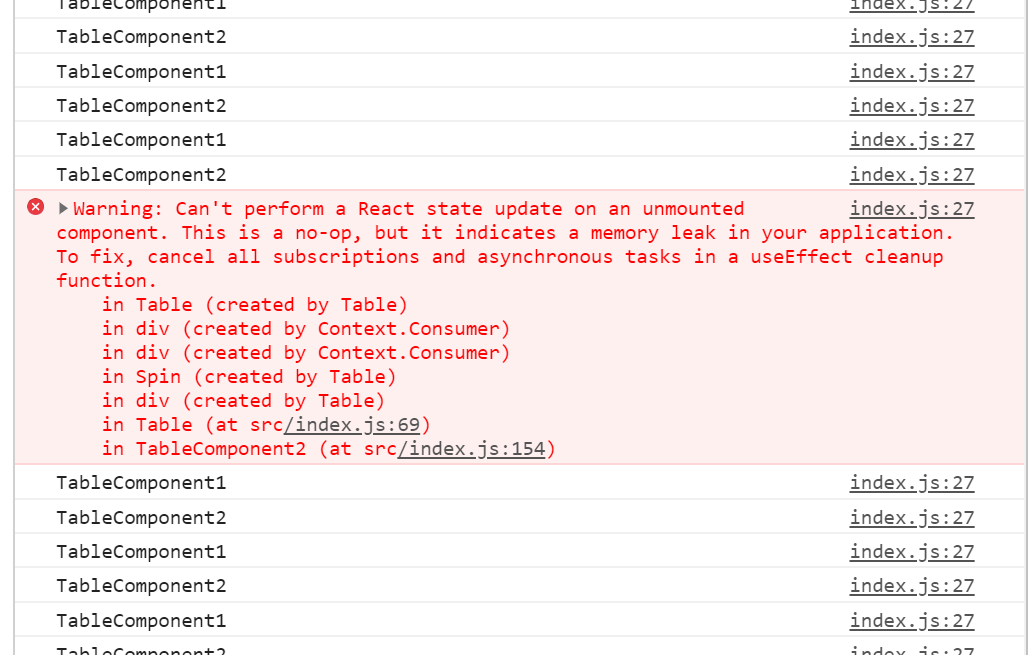 React state update on an unmounted component in Table · Issue #22599 · ant-design/ant-design ...