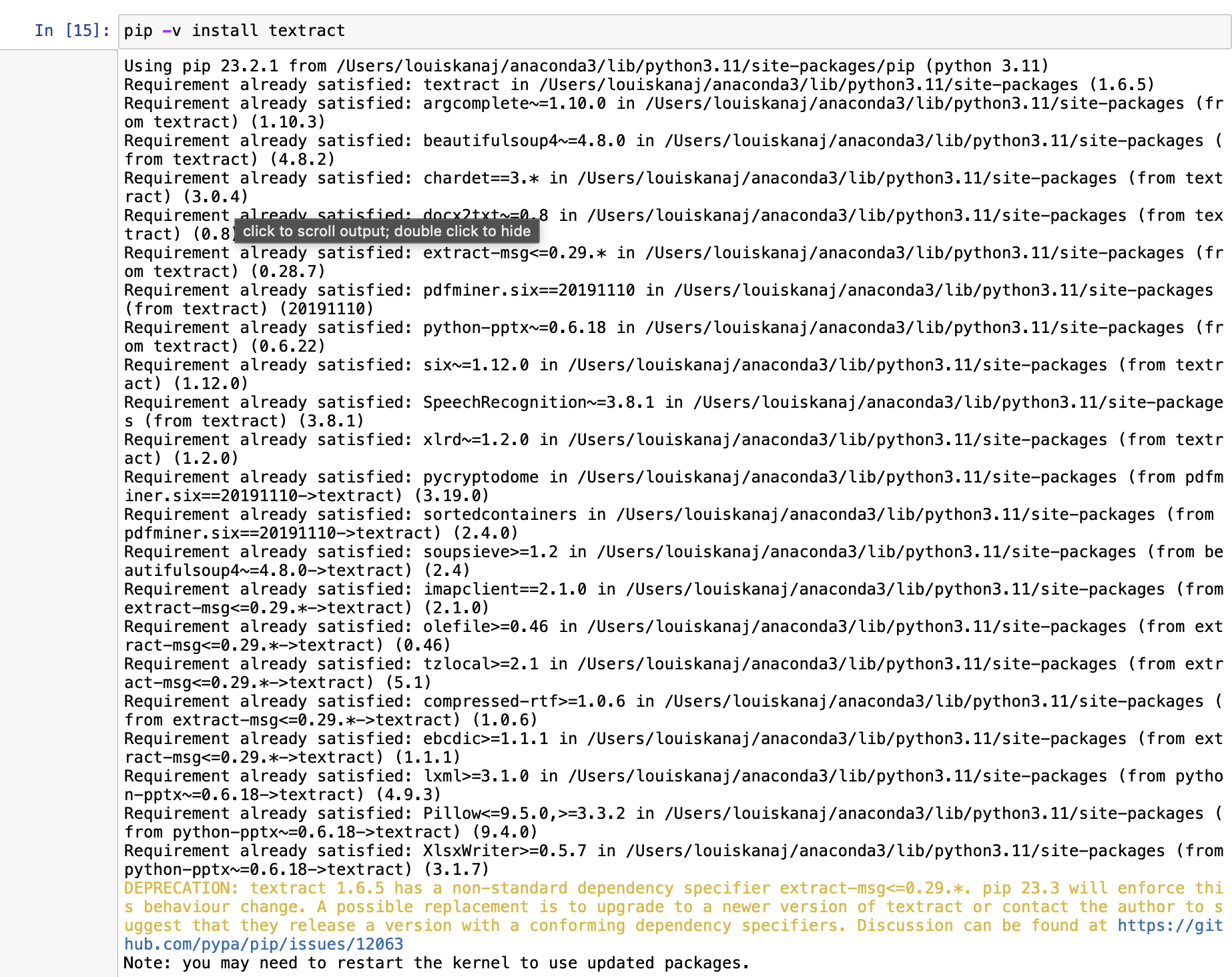 error message whilest pip installing · Issue #483 · deanmalmgren/textract · GitHub