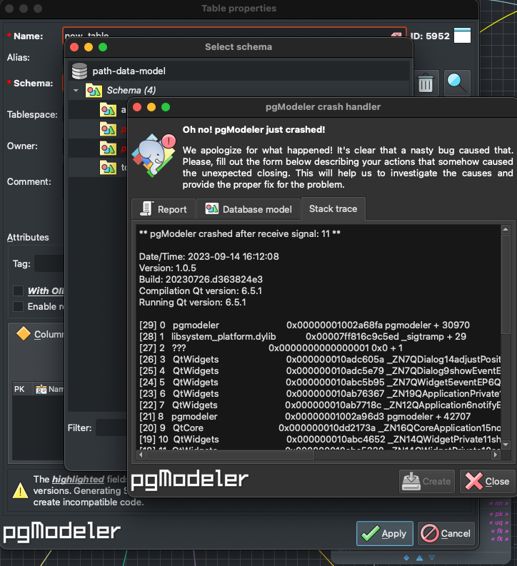 pgModeler crashes while changing the schema of the table · Issue #1812 · pgmodeler/pgmodeler ...