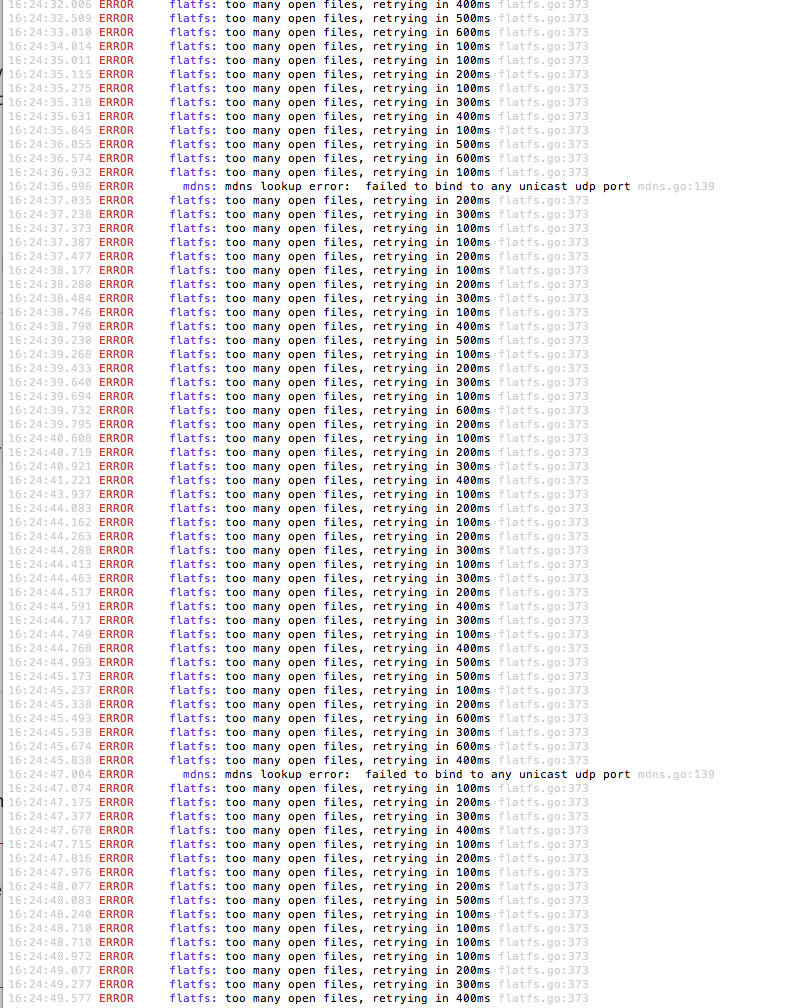 "flatfs: too many open files" error from (Darwin) ipget v0.3.1 when downloading a large file ...