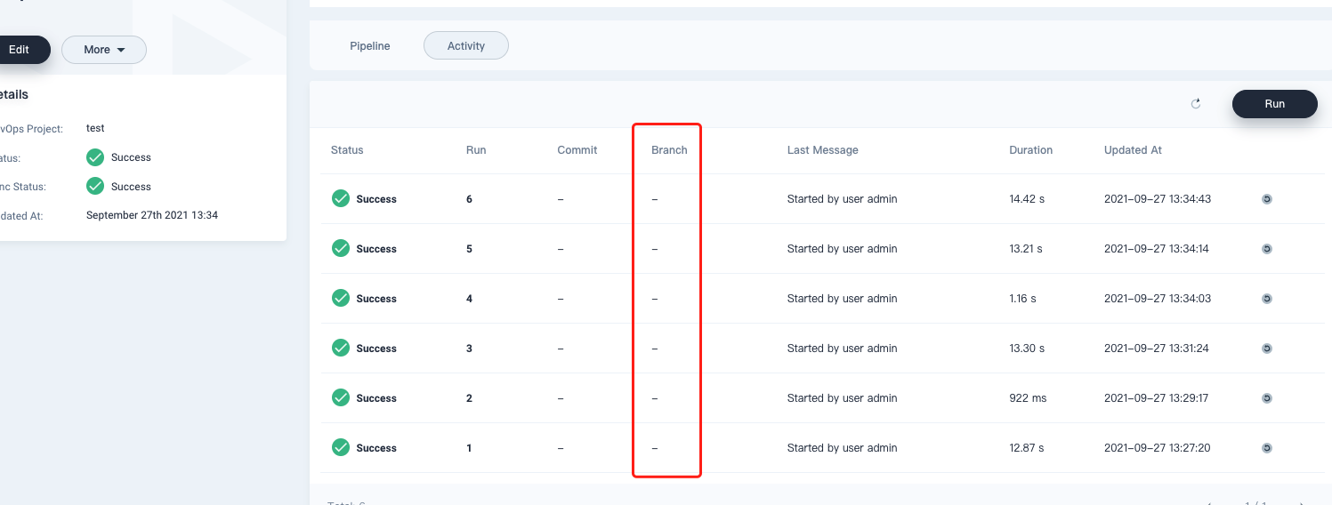 Hide the branch column if the Pipeline is not a multi-branch Pipeline (#2321) · 议题 · kubesphere ...