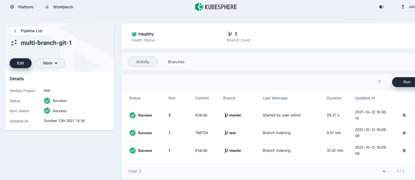 Branch not shown in activity list of multi-branch pipeline · Issue #270 · kubesphere/ks-devops ...