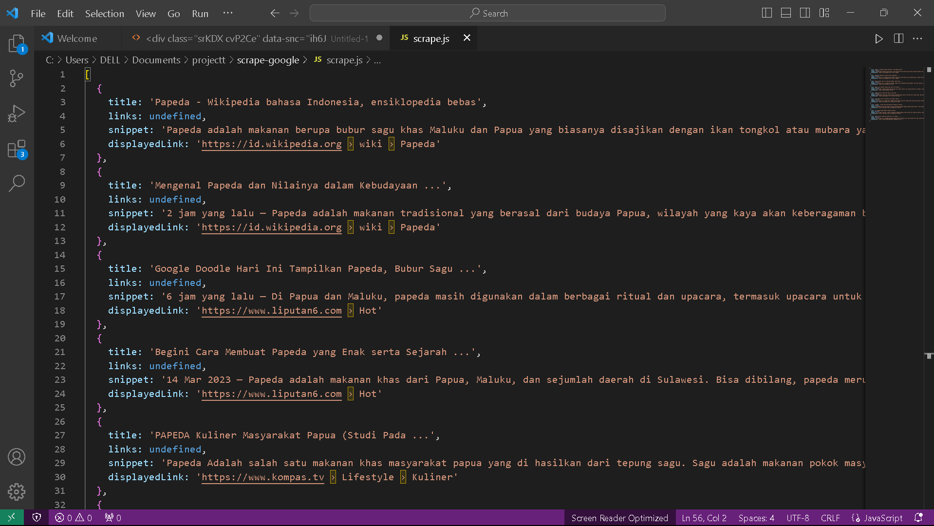 Save JSON file for organic results from Google SERP · Issue #15 ...