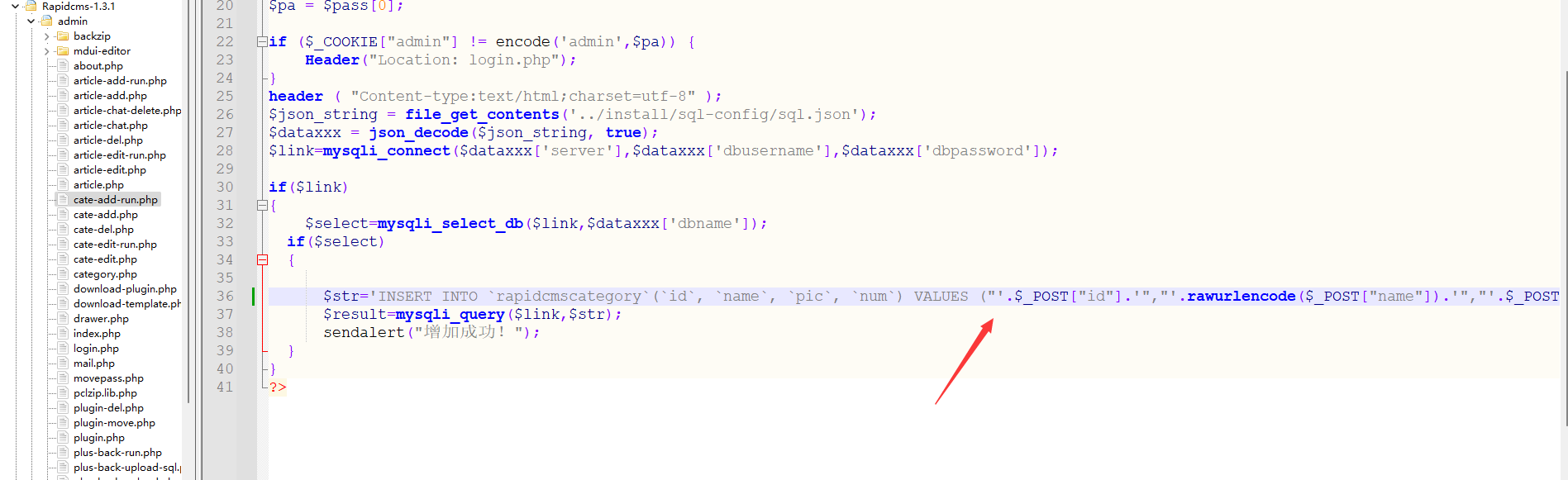 /admin/cate-add-run.php has sql injection Vulnerability · Issue #14 · OpenRapid/rapidcms · GitHub