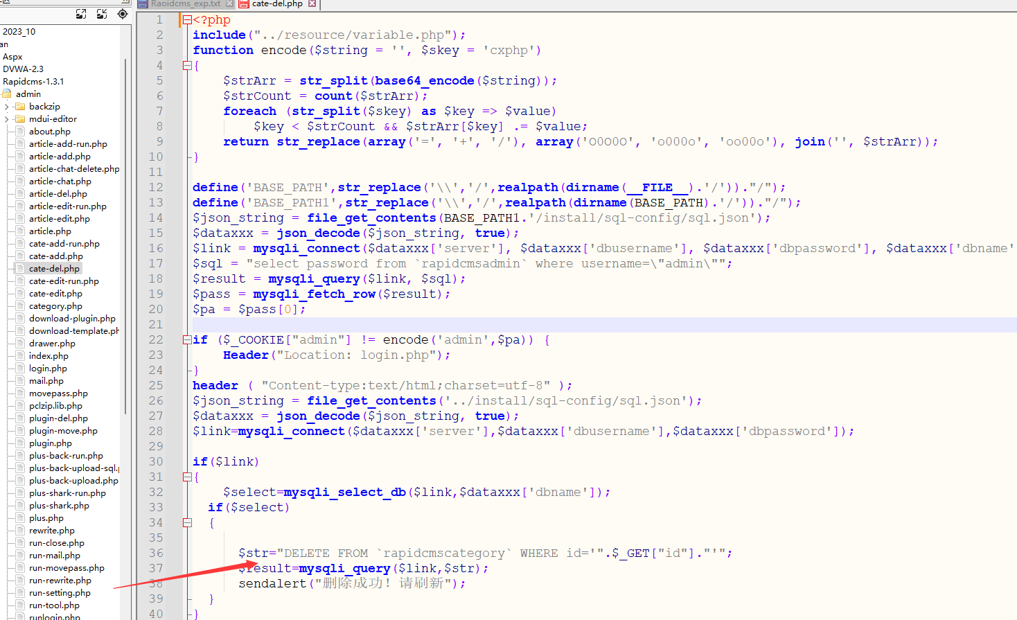 /admin/cate-del.php has sql injection Vulnerability · Issue #15 · OpenRapid/rapidcms · GitHub