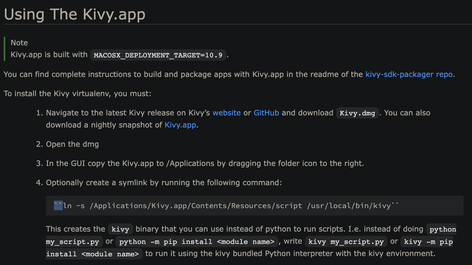 installation-osx.rst: Minor code formatting by notpeter · Pull Request #8041 · kivy/kivy · GitHub