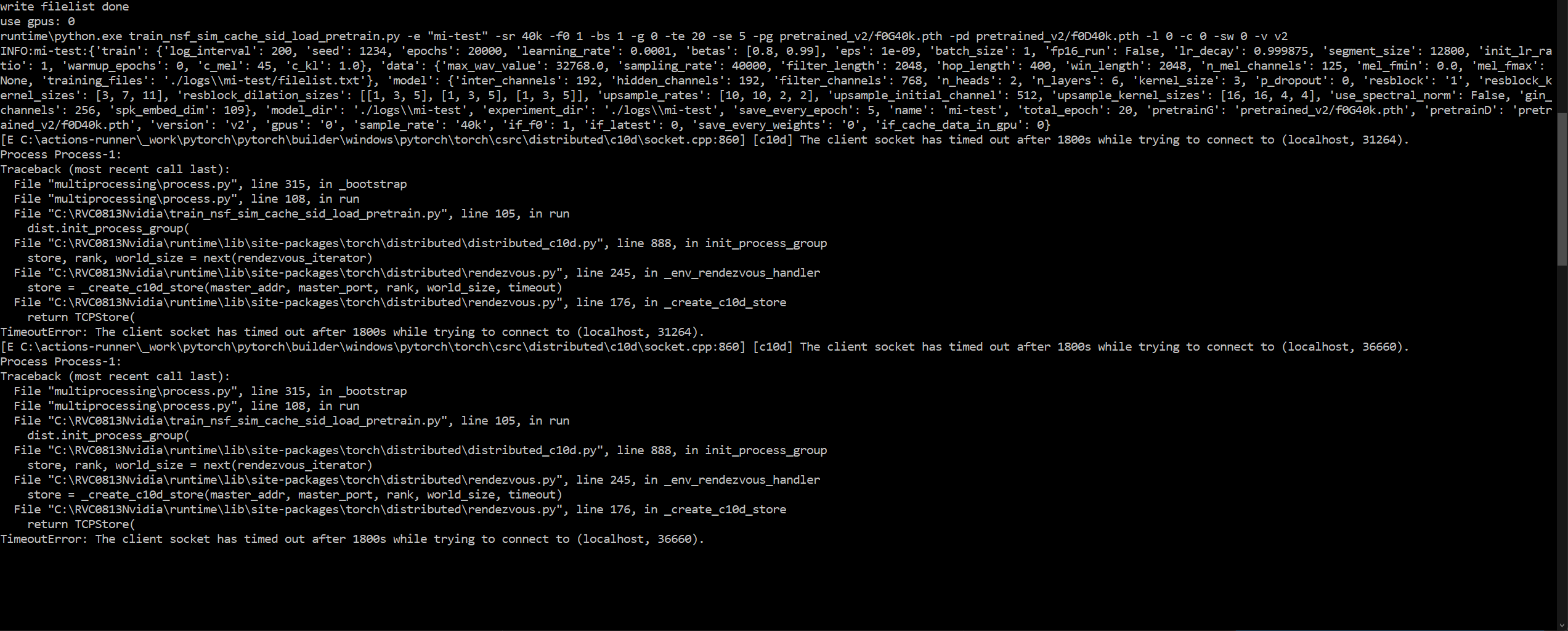 how to fix this error TimeoutError: The client socket has timed out after 1800s while trying to ...