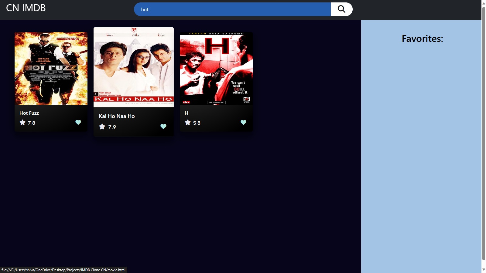 GitHub - Gimmicer/IMDBClone-CN: A Clone of imdb using omdb, html, css and js.