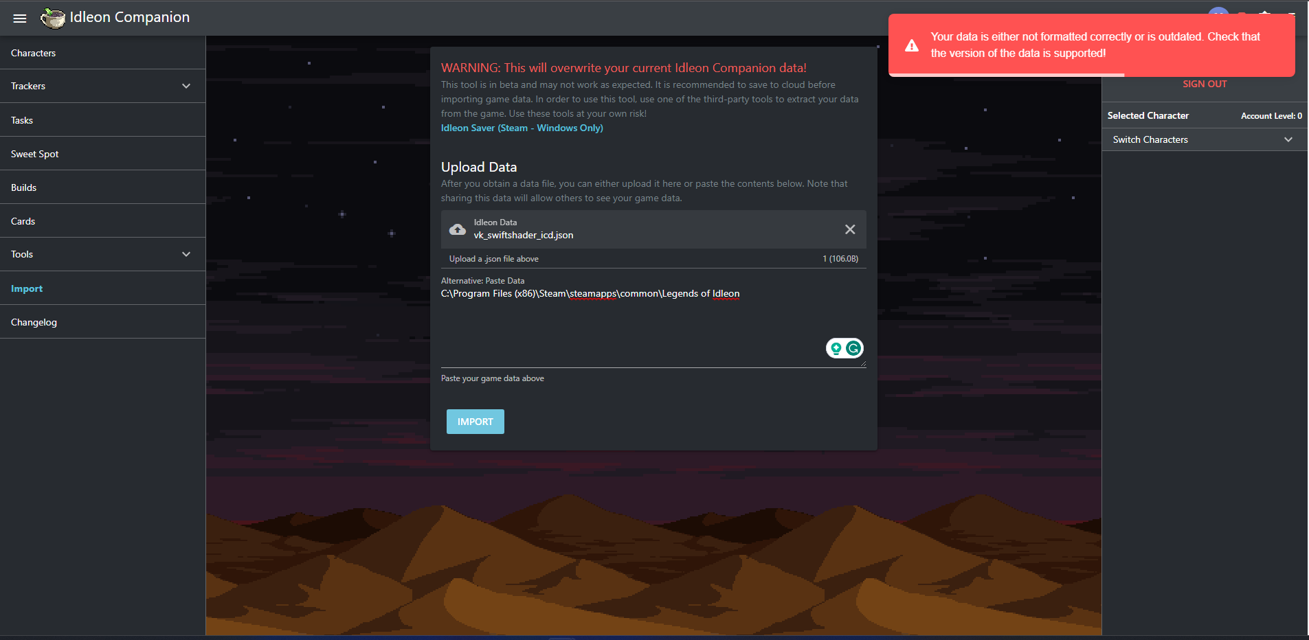 can't upload my game data to the companion site · Issue #245 · Idleon-Companion/IdleonCompanion ...