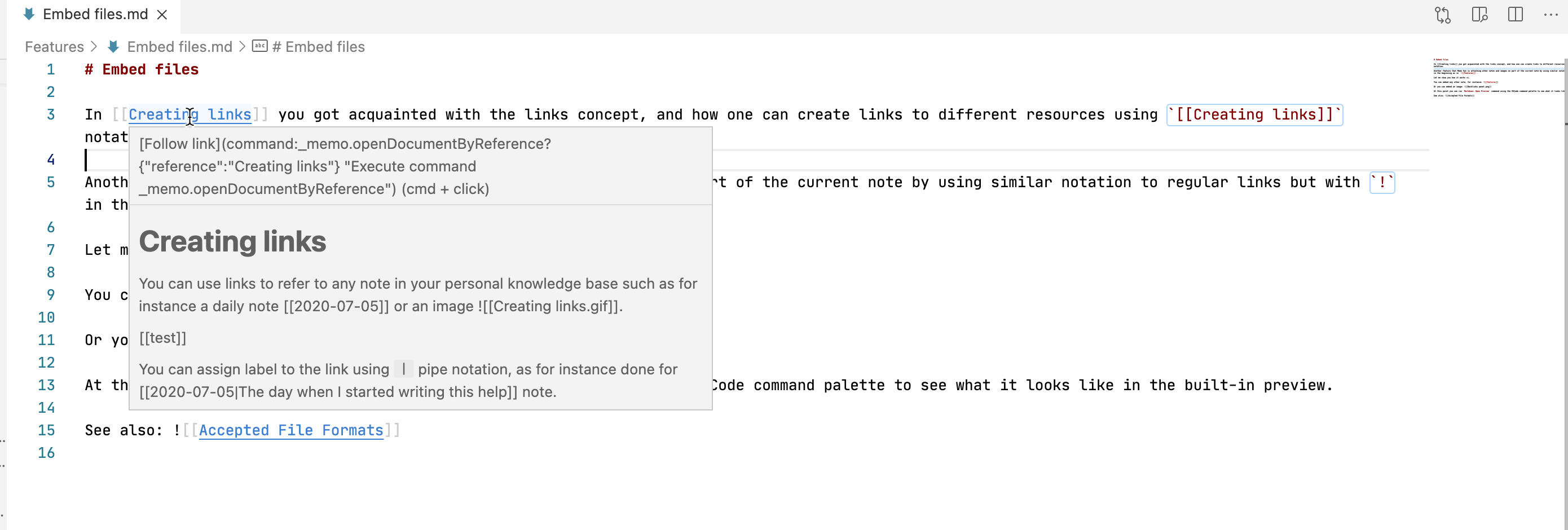 Document links with custom command and parameters are not parsed ...