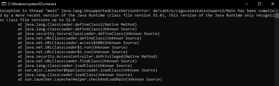 Exception In Thread Main Javalangunsupportedclassversionerror · Issue 15 · Cantrydev 