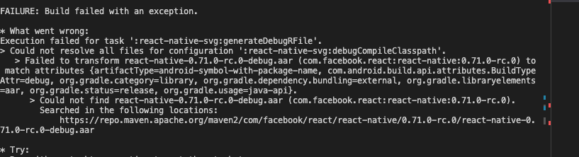 Could Not Resolve All Files For Configuration React Native Svg