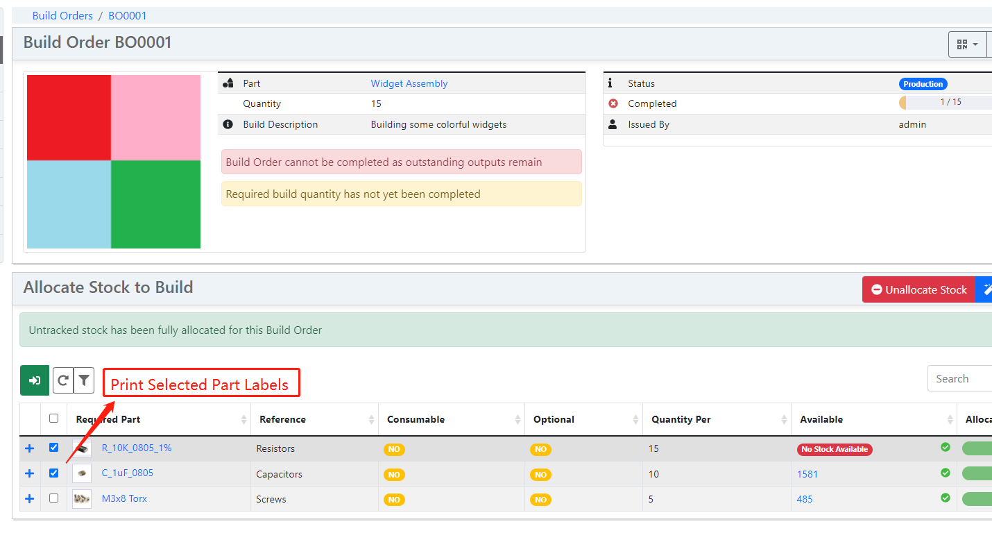 [FR] Batch label print of selected items from the BOM &/or Build Order page · Issue #4970 ...