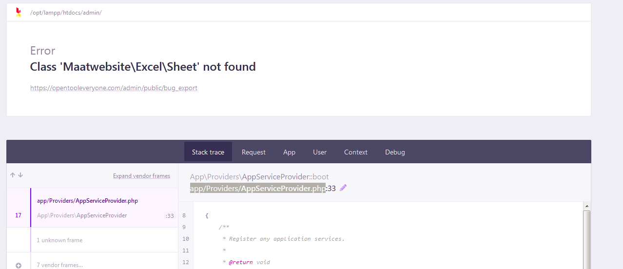 Class Maatwebsiteexcelsheet Not Found Bug · Issue 2862 · Spartnernllaravel Excel · Github 