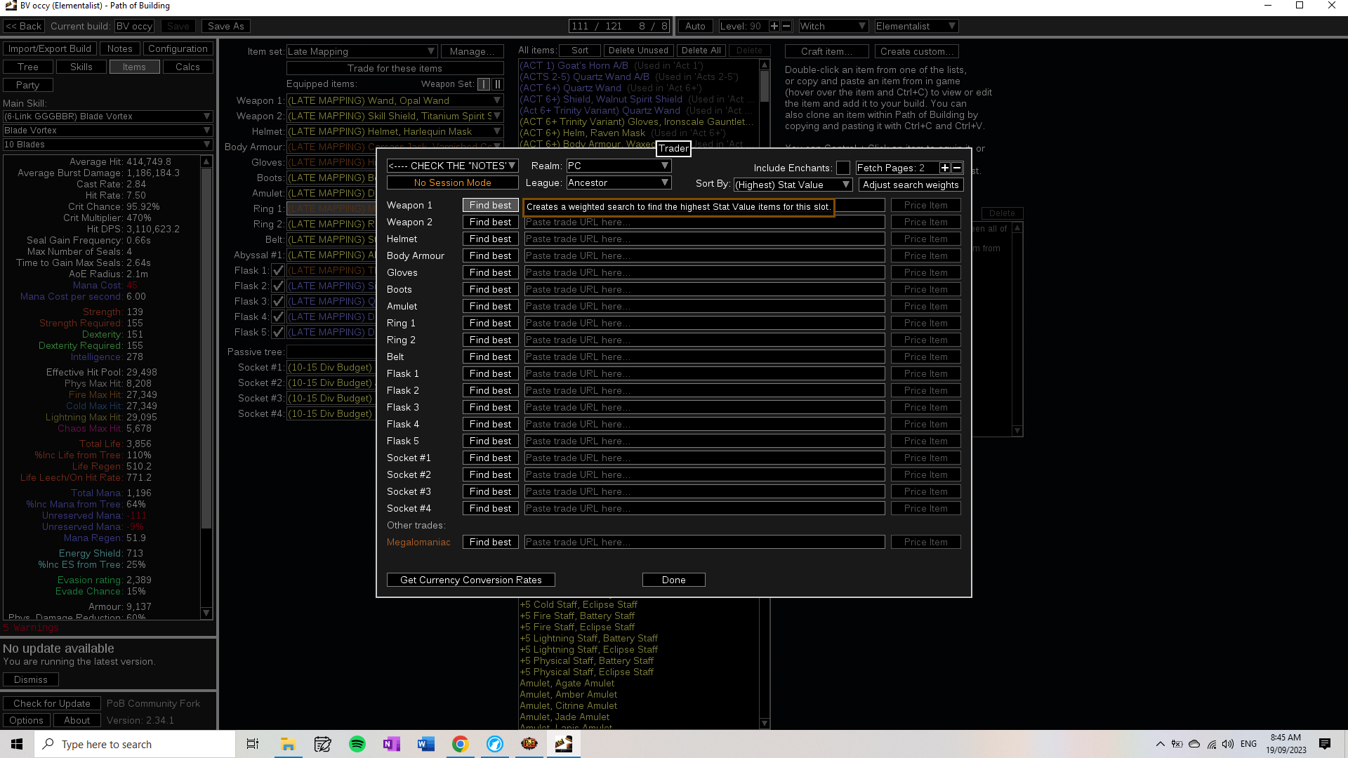 Trader tool pulling stat weight data from PoB window behind trader tool popup · Issue #6713 ...
