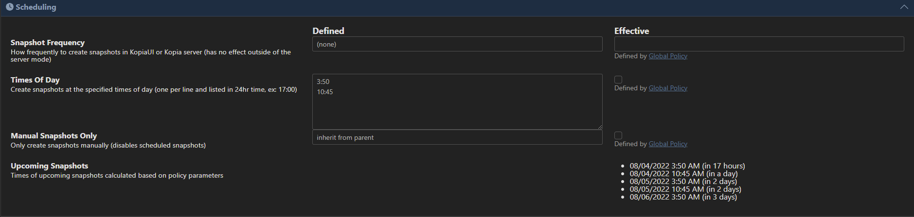 Kopia don't run scheduled snapshot from WebUI · Issue #2274 · kopia/kopia · GitHub