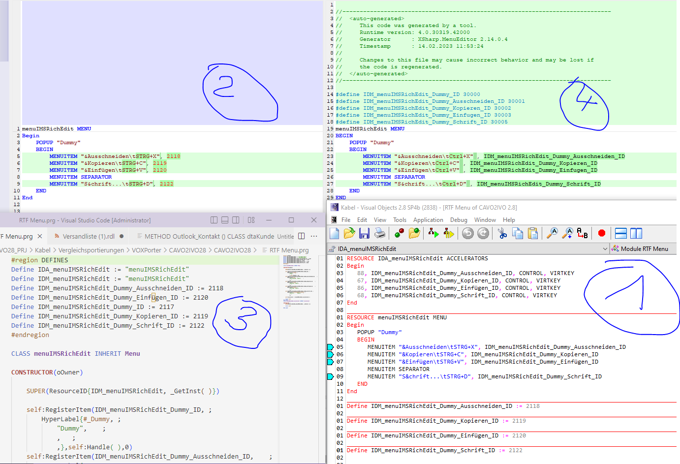 Strange behavior with menus which were created by X# VO Porter and then ...