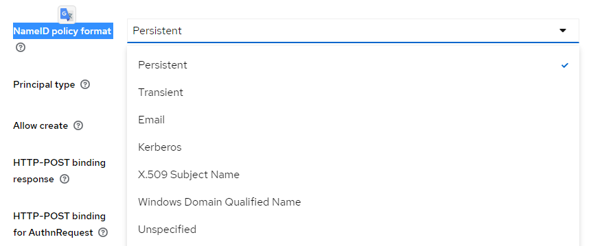 NameID policy format default value for dropbox => Unspecified · Issue #15704 · keycloak/keycloak ...