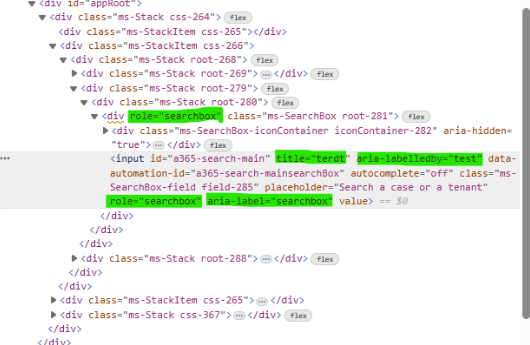 [Bug]: search-box component is not adding title, aria-lable, aria-labelledby to the parent div ...