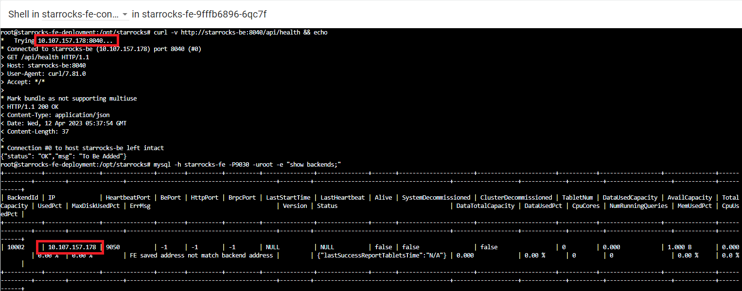 frontend failed to add healthy backend in minikube k8s cluster · Issue #21404 · StarRocks ...
