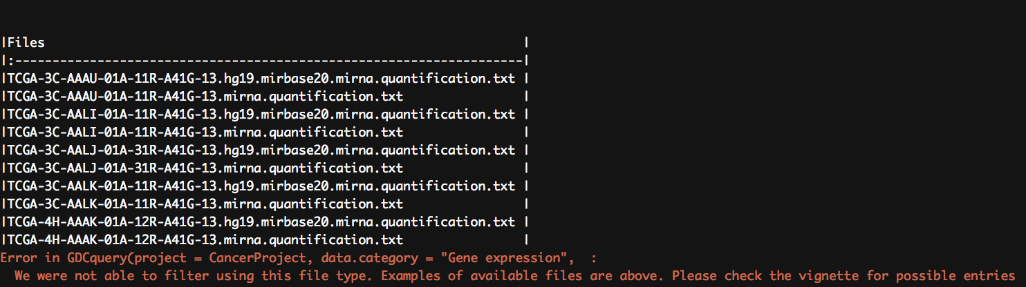 GDCquery error: Error in value[[3L]](cond) · Issue #71 · BioinformaticsFMRP/TCGAbiolinks · GitHub