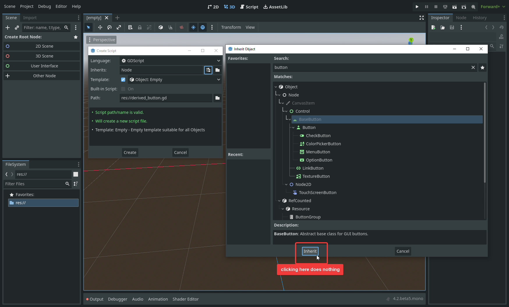 Can T Select An Abstract Class To Inherit From Using Create Script Inherit Object Ui