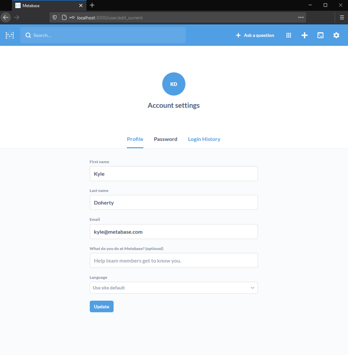 Request Role Department Information In Onboarding · Issue 15764 · Metabase Metabase · Github