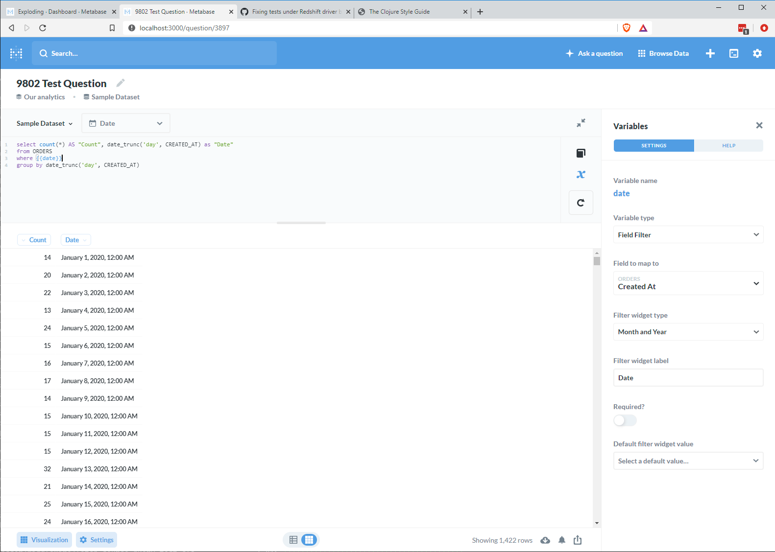 Creating a dashboard with a nested query Card can result in all dashboards being broken until ...