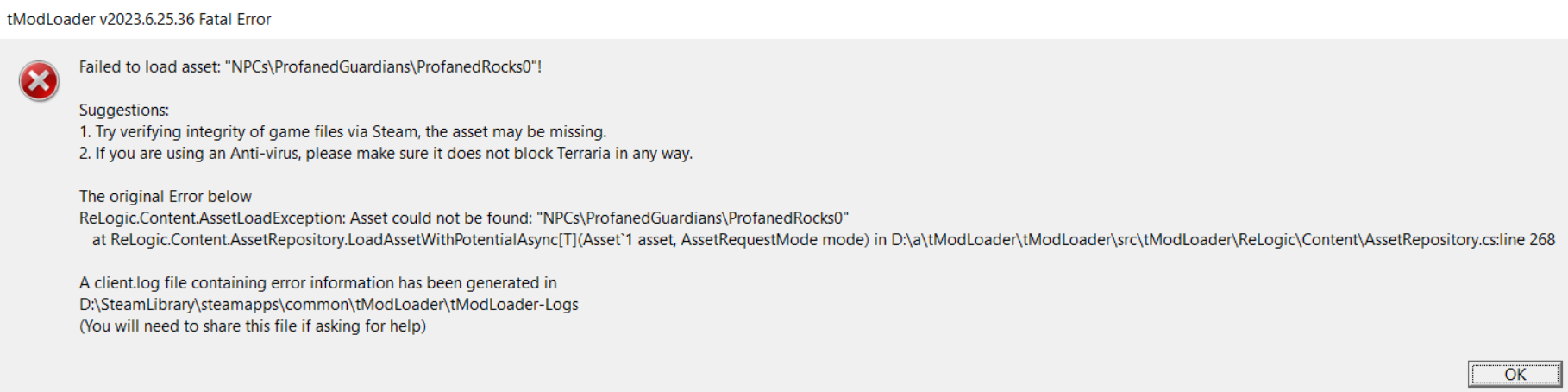 Tmodloader Fatal Error · Issue 3824 · Tmodloader Tmodloader · Github
