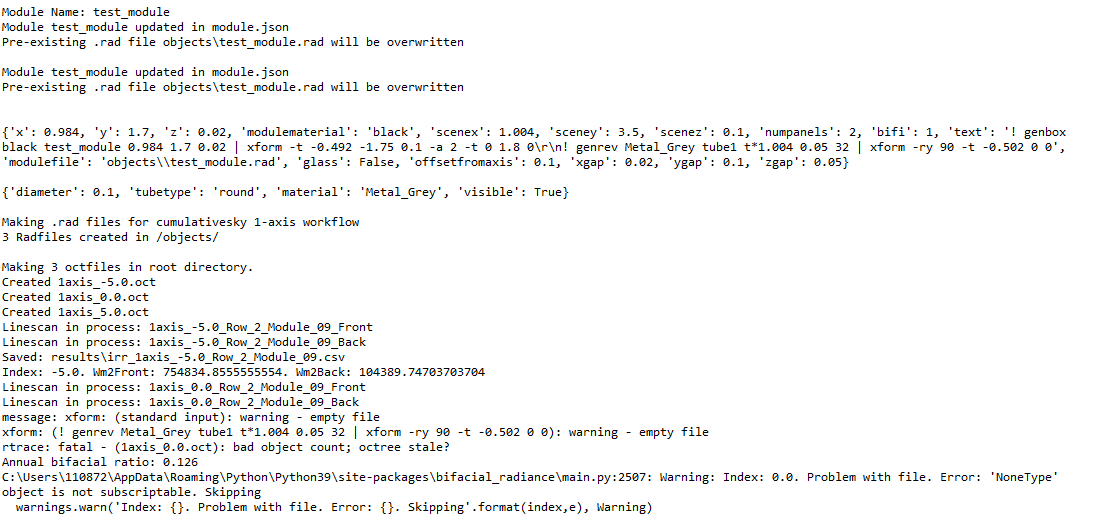 Warning and error during linescan · Issue #478 · NREL/bifacial_radiance · GitHub