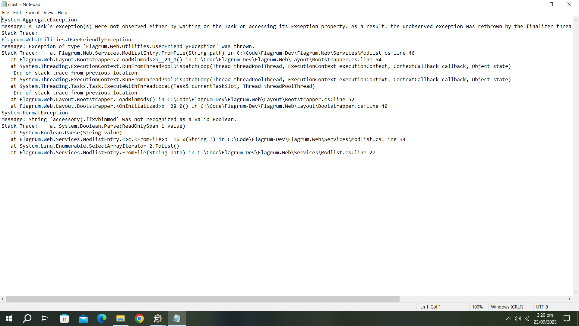 I got the following error and I even reinstall Flagrum but still i get the this error...i cant ...