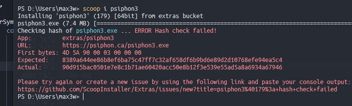 psiphon3@179: hash check failed · Issue #11965 · ScoopInstaller/Extras ... psiphon3@179: hash check failed · Issue #11965 · ScoopInstaller/Extras ...