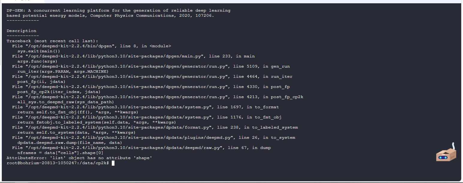 When dpgen ran the first loop 02.fp, there was an error as follows. I can't solve it. Please ...