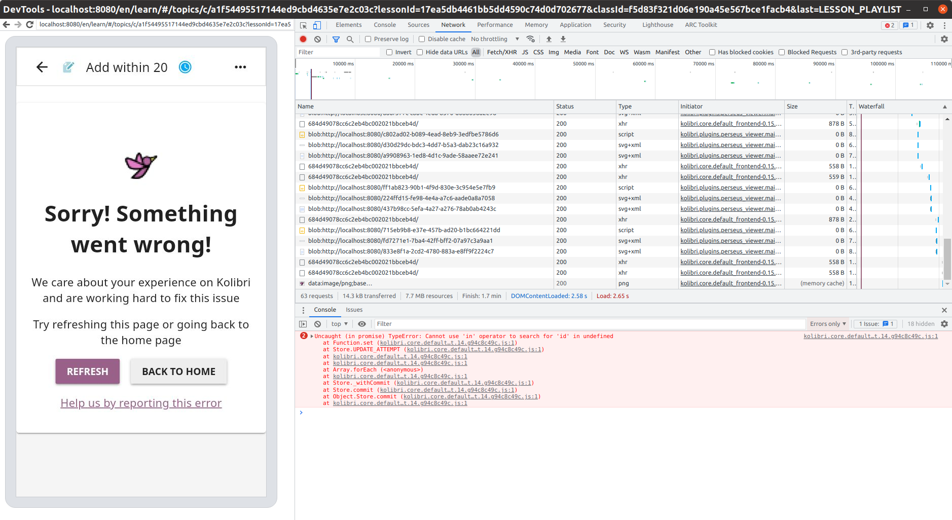 Errors while interacting with resources in a lesson on Learn-only ...