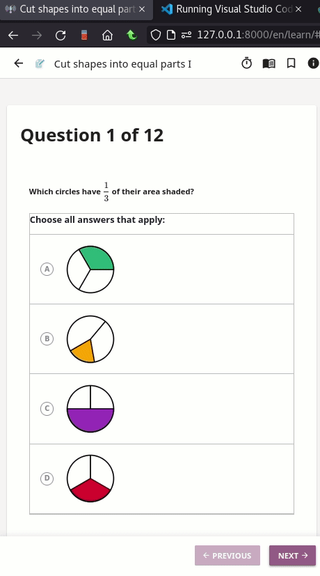 Horizontal scrollbar visible in small screen view for practice quizzes · Issue #9127 ...