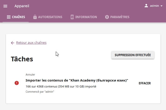 did not see progress importing a large channel, and then could not cancel it (maybe devserver ...