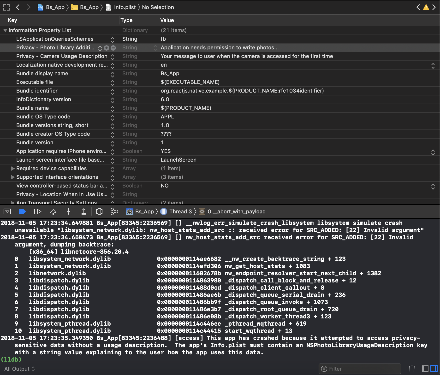 Crash app on IOS 10.x when press save button · Issue #14 · prscX/react-native-photo-editor · GitHub