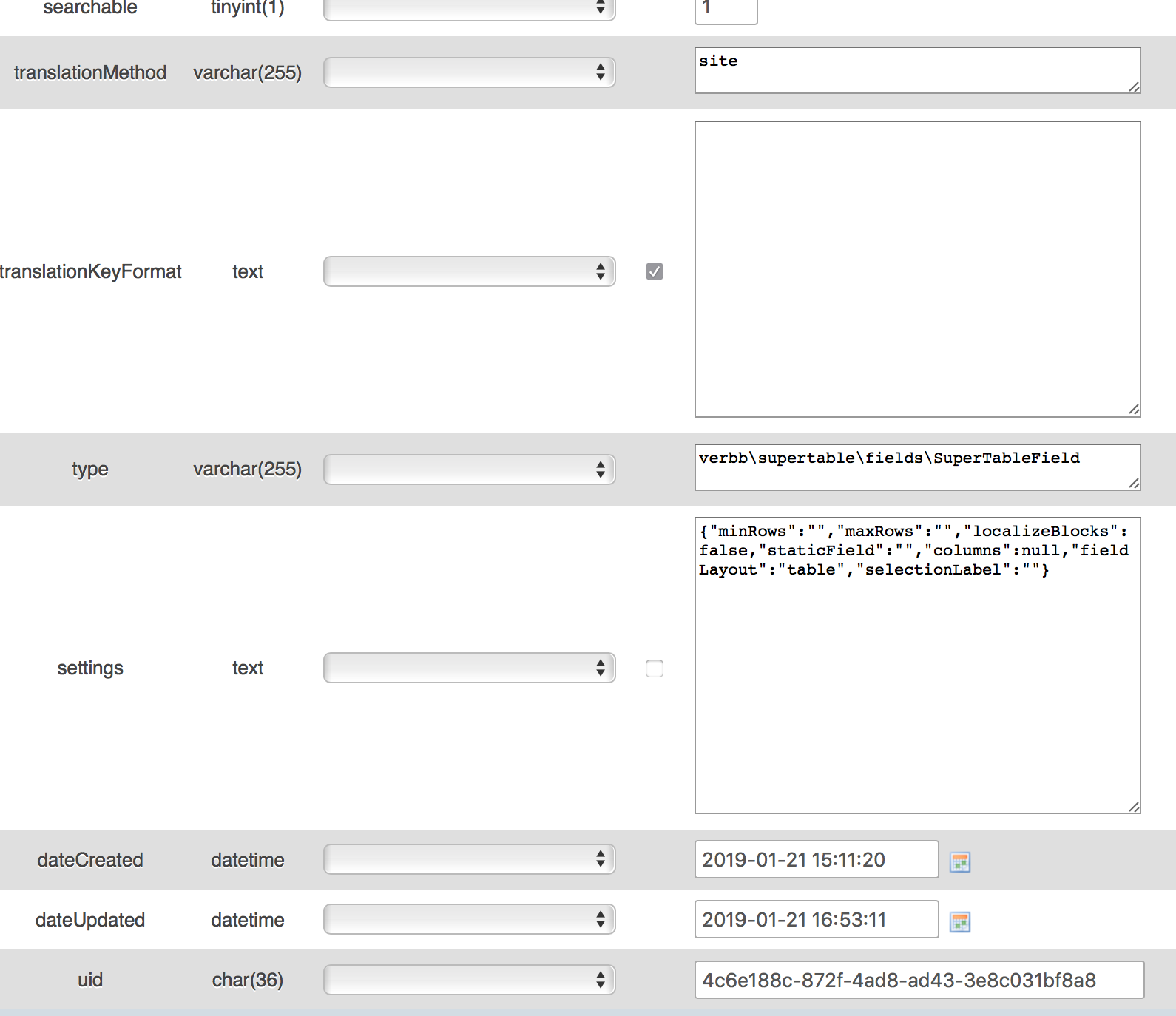 Return value of ...\SuperTableBlockElement::getContentTable() must be of the type string, null ...