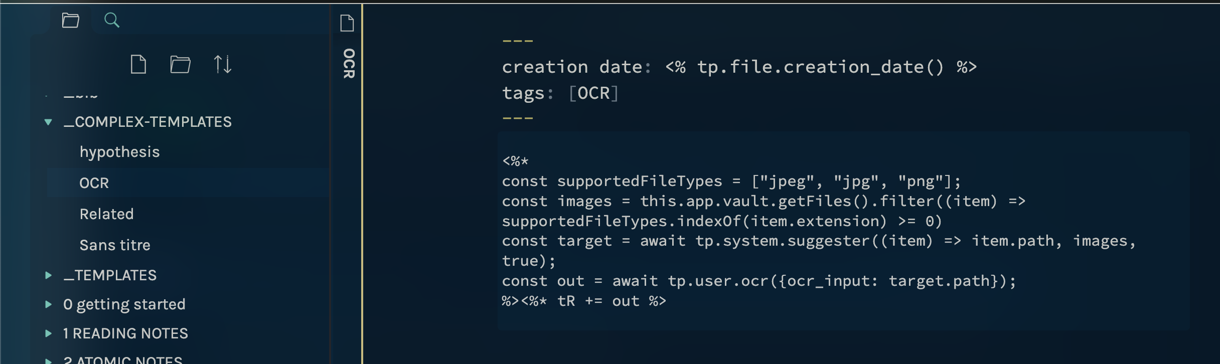 Templater with OCD template giving 'parsing error' · Issue #711 · SilentVoid13/Templater · GitHub
