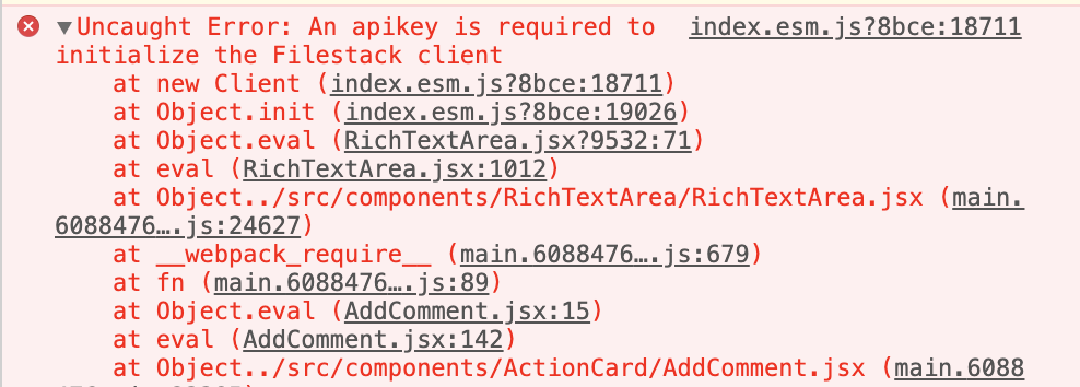 Error: An apikey is required to initialize the Filestack client · Issue #3296 · appirio-tech ...