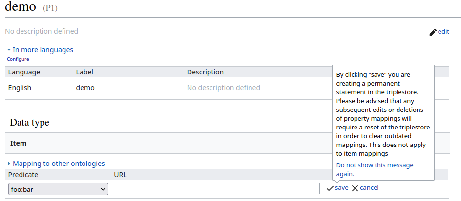 Show warning when editing the mappings · Issue #115 · ProfessionalWiki/WikibaseRDF · GitHub