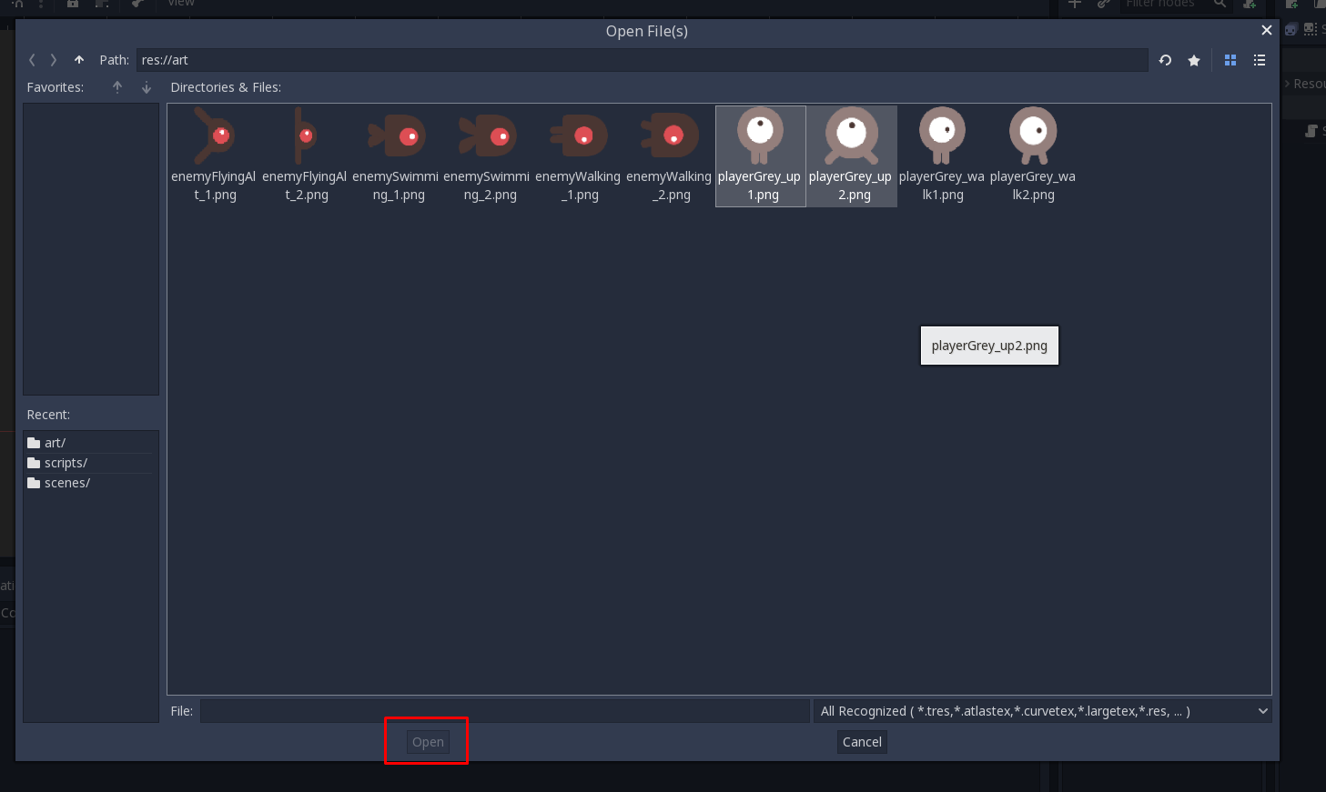 Animatedsprite Doesn`t Show Open Button Clickable For Frames Dialog · Issue 16231